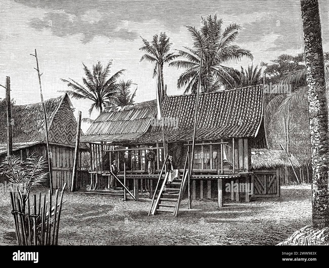 Traditional house in Napal Litjin, Rawas district, Sumatra Island ...