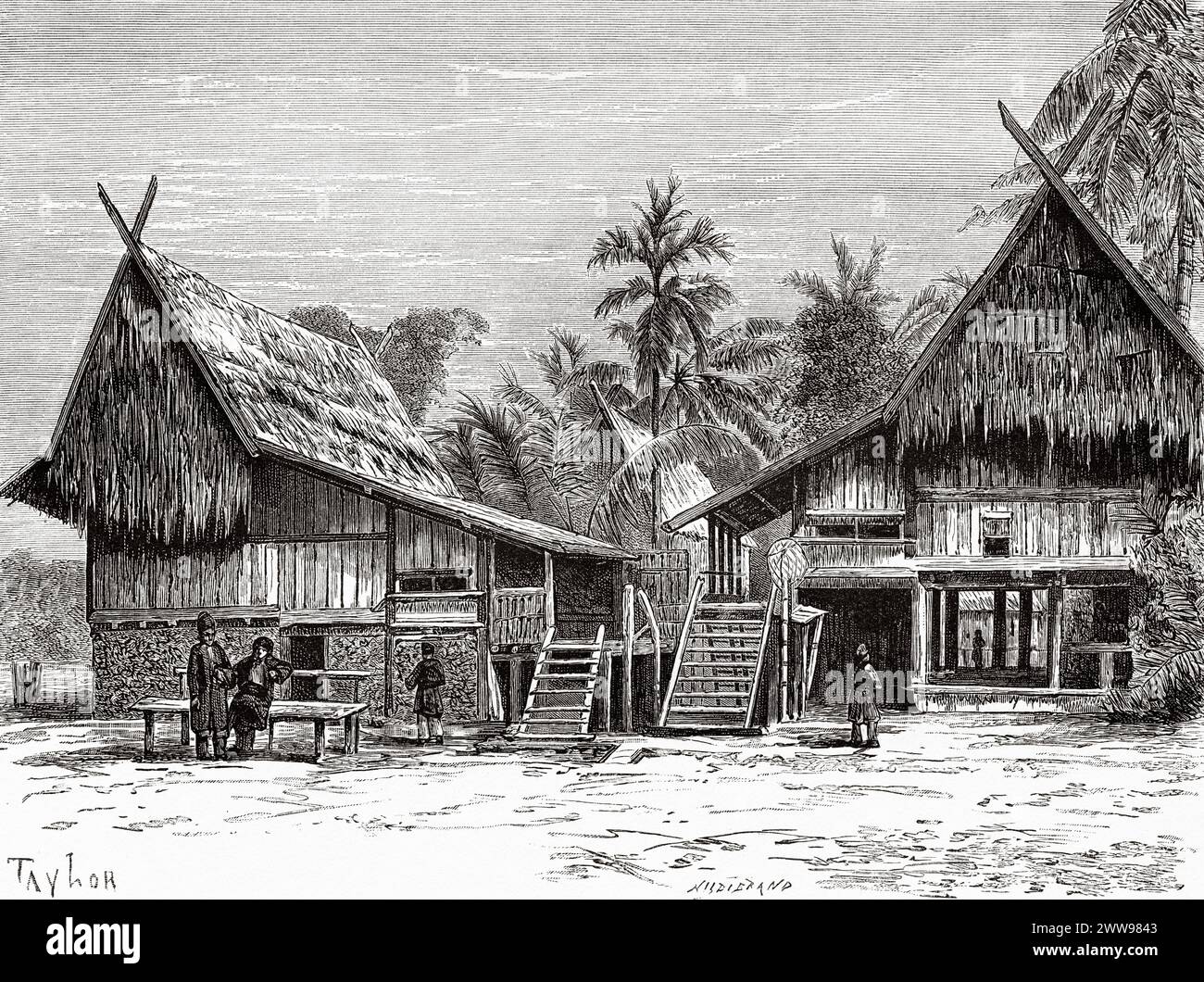 Traditional houses in Soeroelangoen, Rawas district, Sumatra Island ...