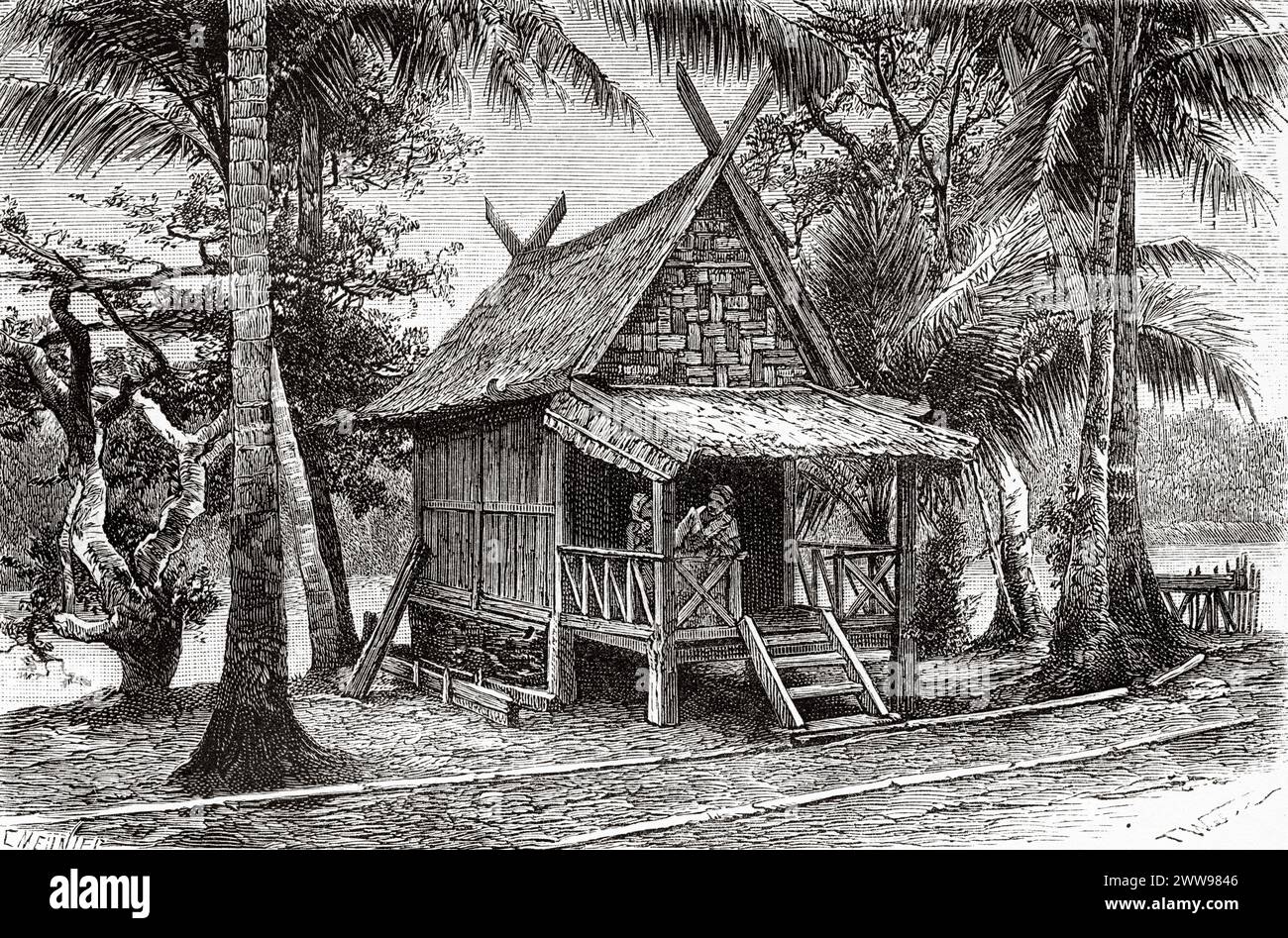 Rice barn in Soeroelangoen, Rawas district, Sumatra Island. Indonesia ...