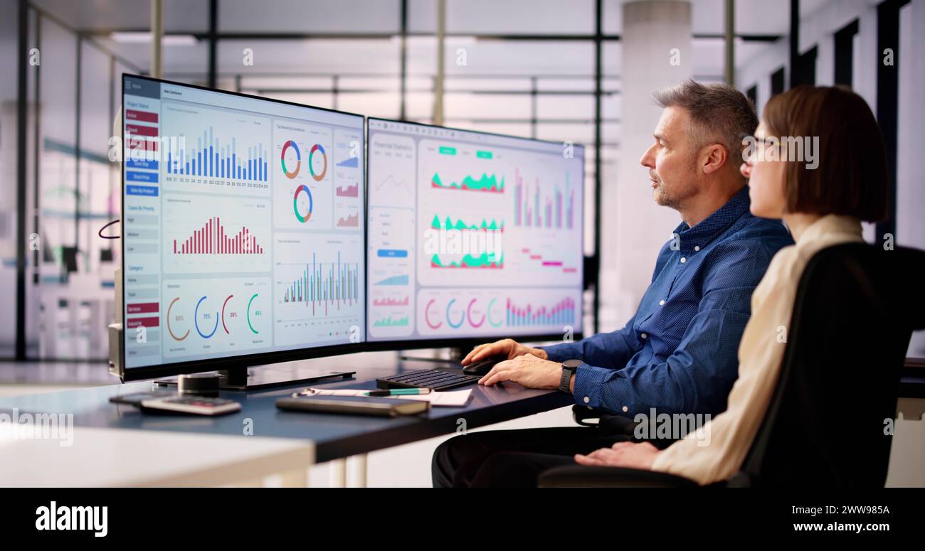 Data Analyst Using Data Analytics KPI Dashboard Stock Photo - Alamy