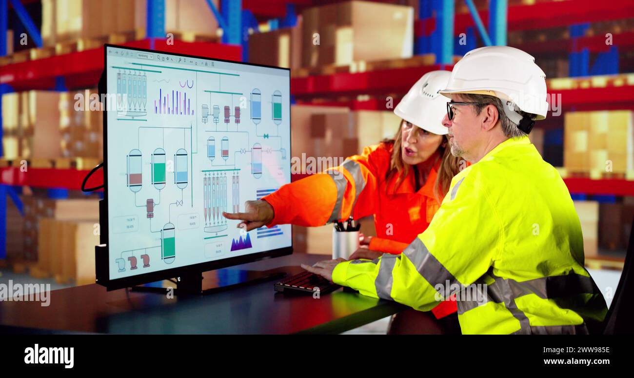 Warehouse Inventory Management On Office Computer. Supplier And ...