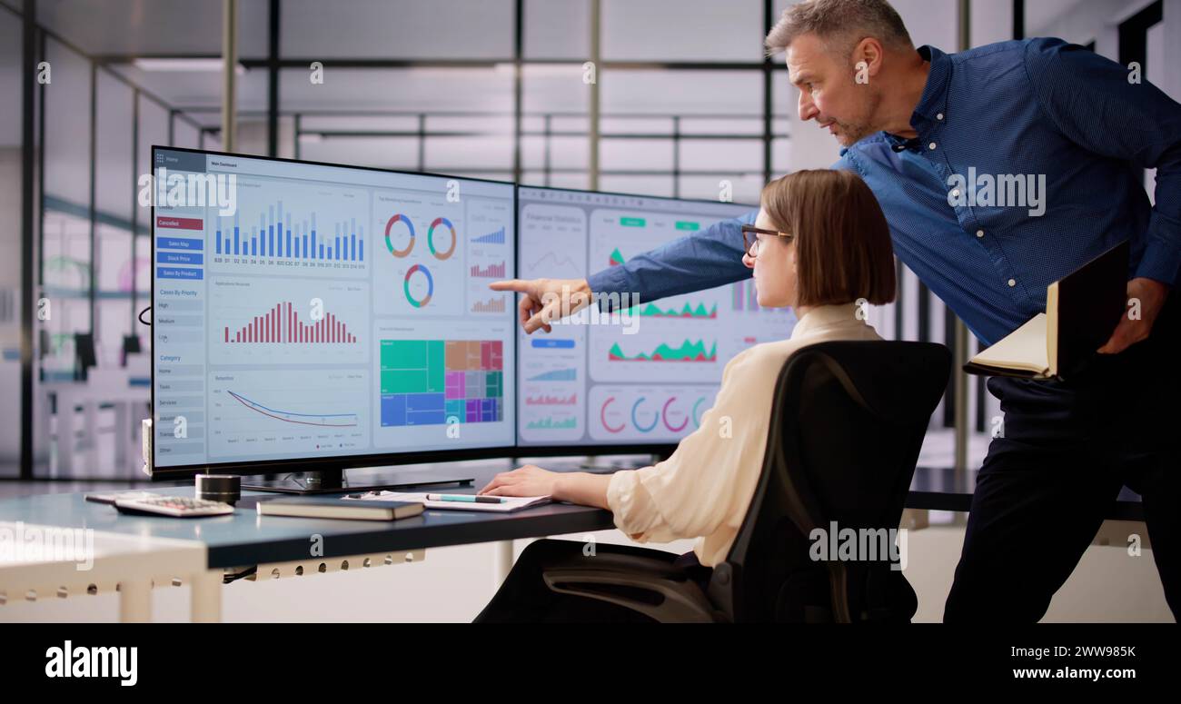 Data Analyst Using Data Analytics KPI Dashboard Stock Photo - Alamy