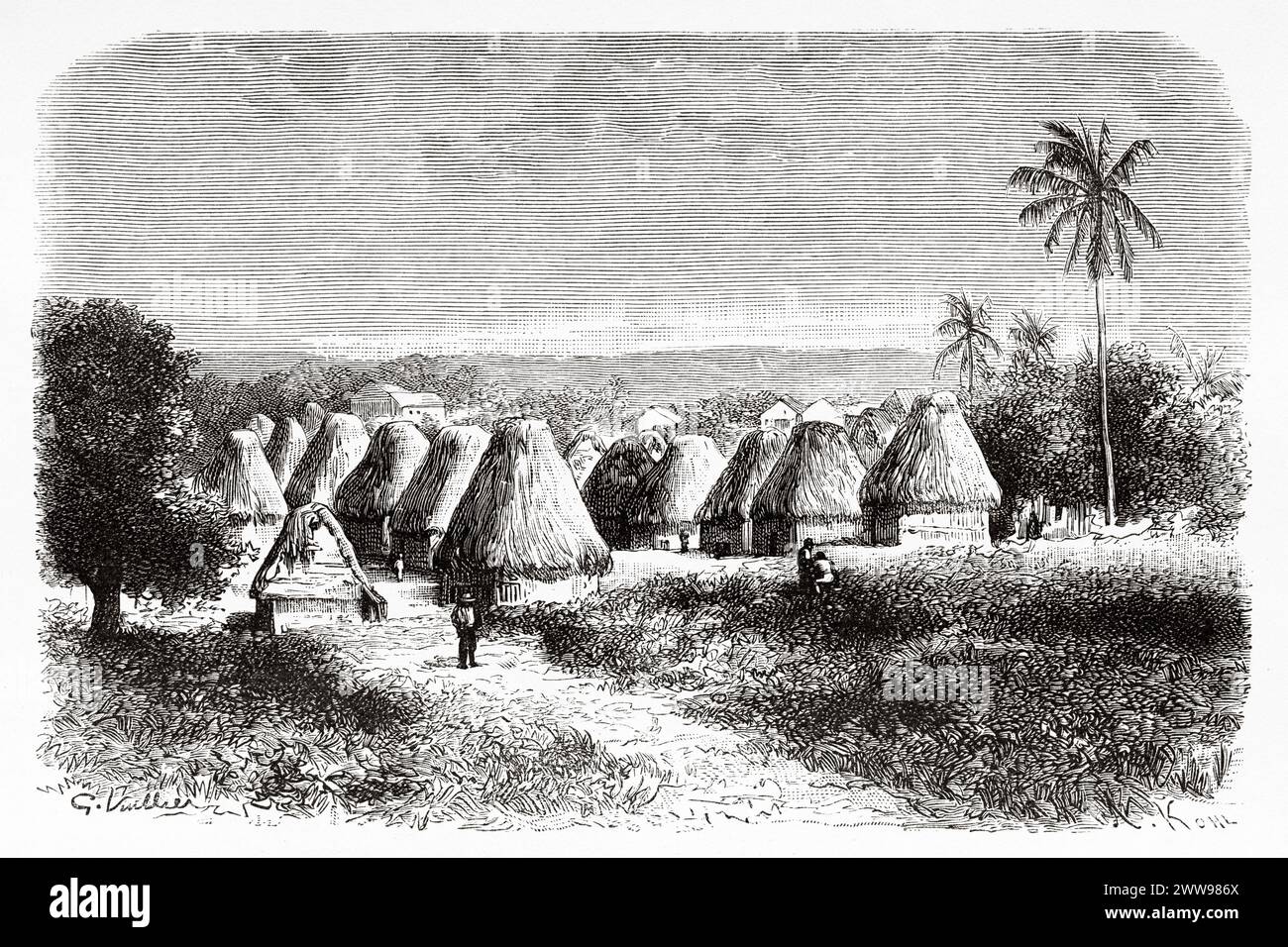 Suburb of Chepo city, Republic of Panama. Central America. Drawing by ...