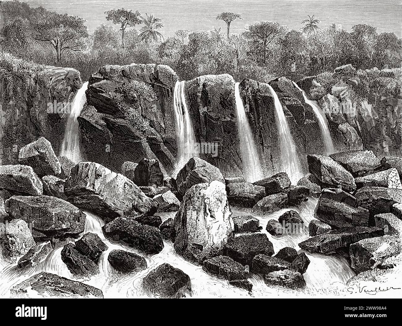 Large waterfall on the Obispo River, Republic of Panama. Central ...