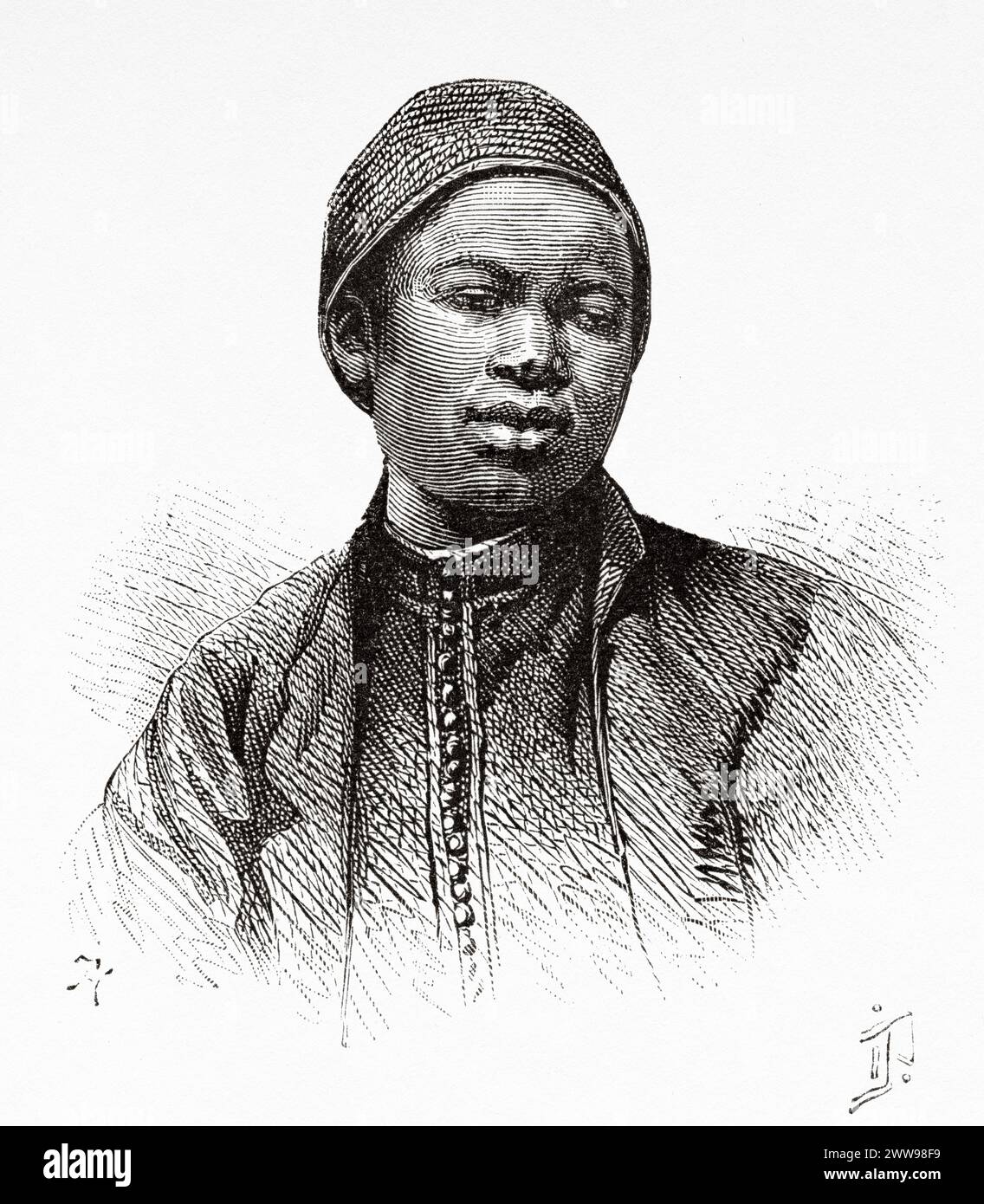 Old portait of a young boy from Gamergon, Central Africa. Drawing by ...