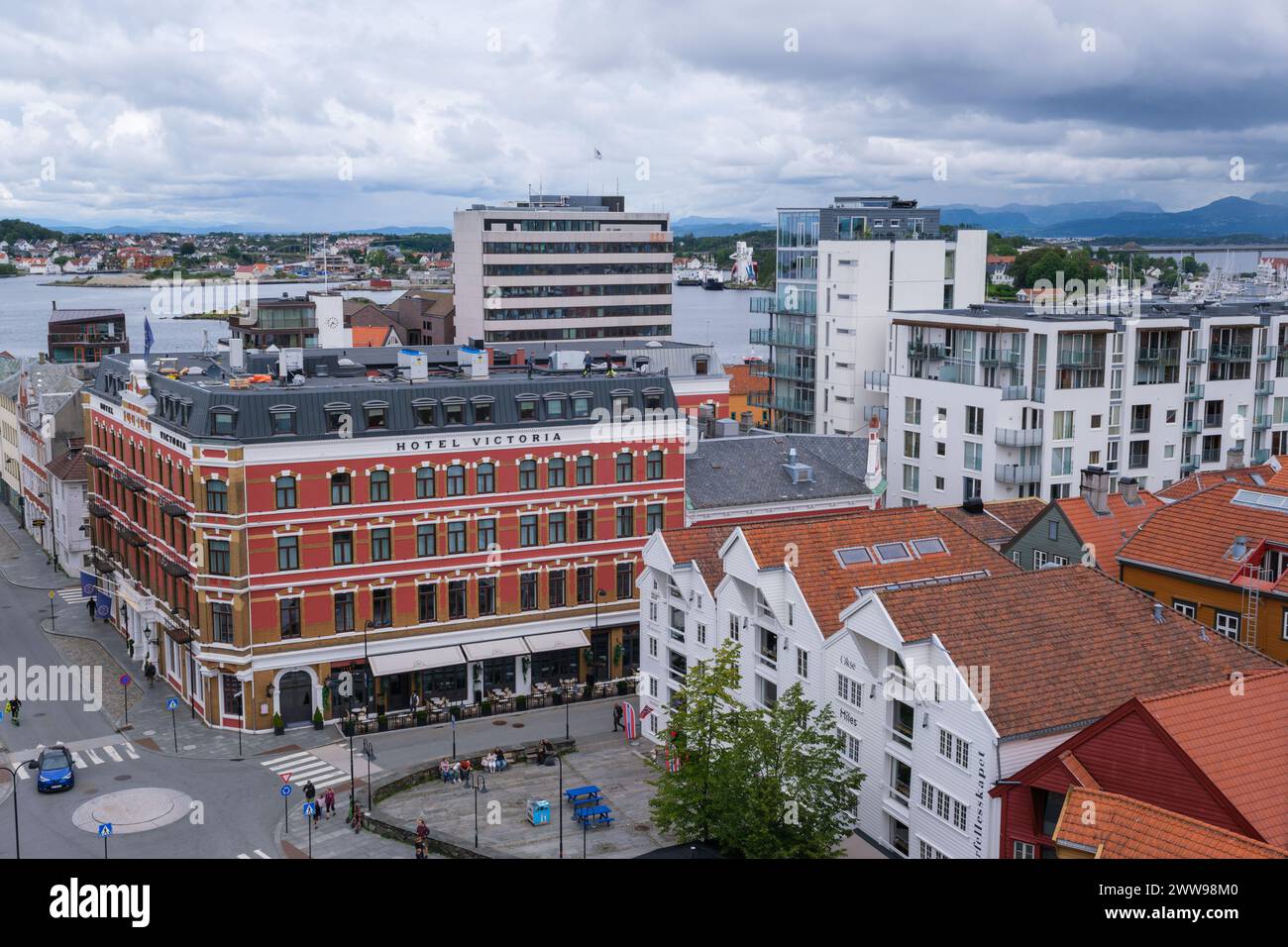 Stavanger, Norway - 21 July 2023: Aerial view over Stavanger historical ...