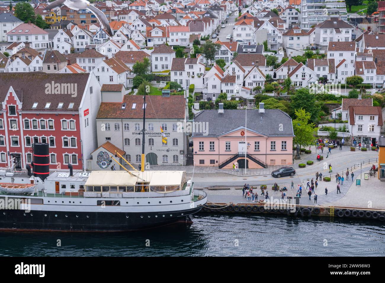 Stavanger, Norway - 21 July 2023: Aerial view over Stavanger historical ...