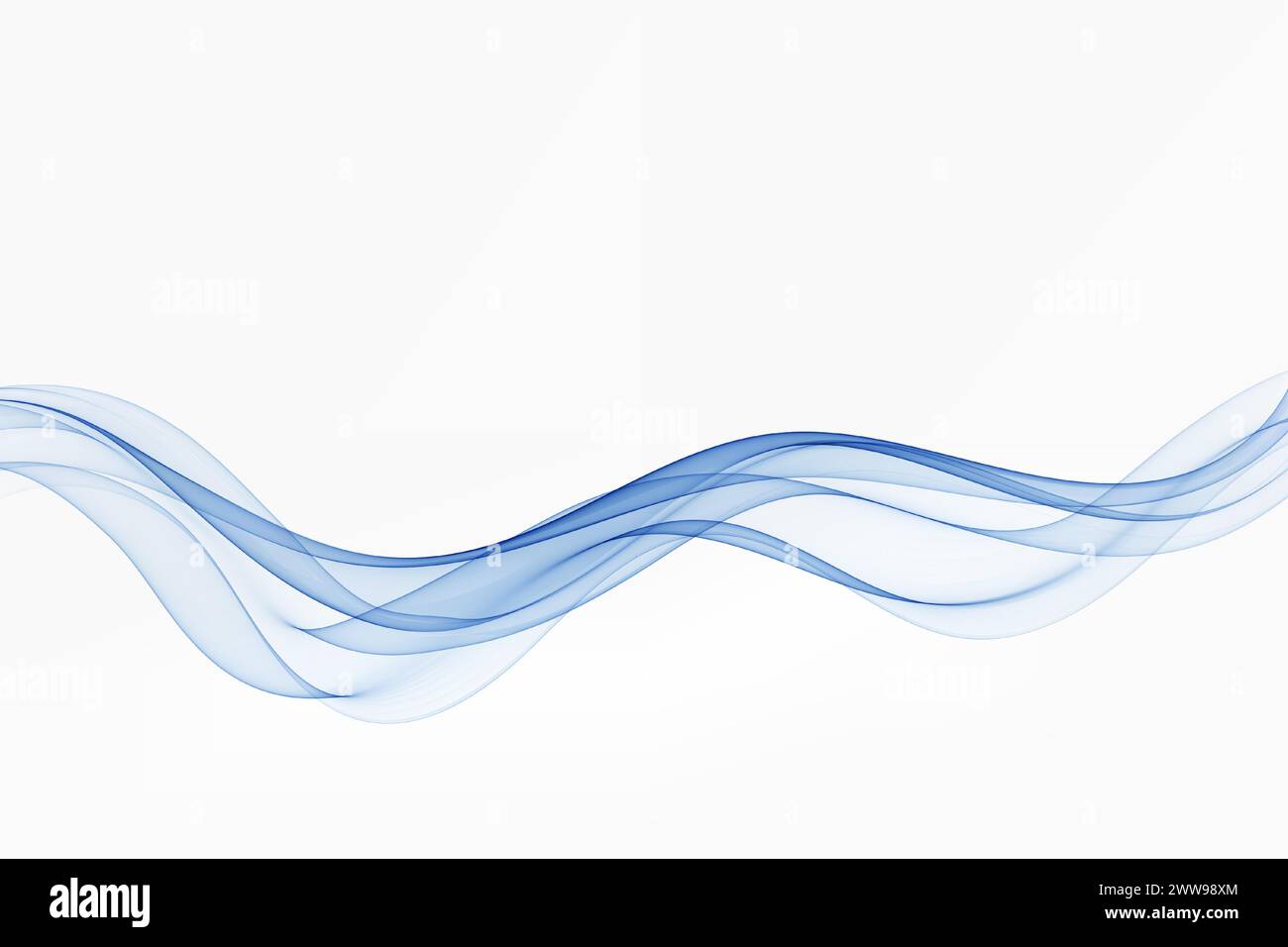 Abstract blue wave background, transparent wavy lines. A wave of blue ...