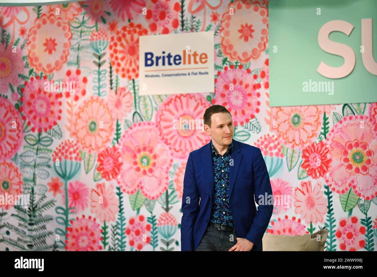 London, UK. 22nd Mar, 2024. Presenter Derek Gibbons at the Super ...