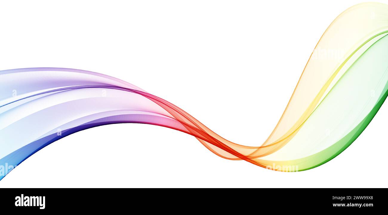 Flow of wavy lines in rainbow colors. Abstract transparent wave ...