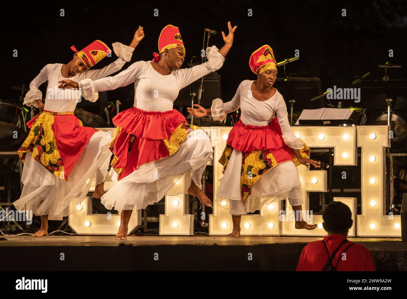 Traditional dancers performing at the world pan day festival in Port of ...