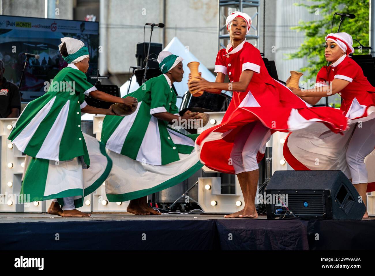 Traditional dancers performing at the world pan day festival in Port of ...