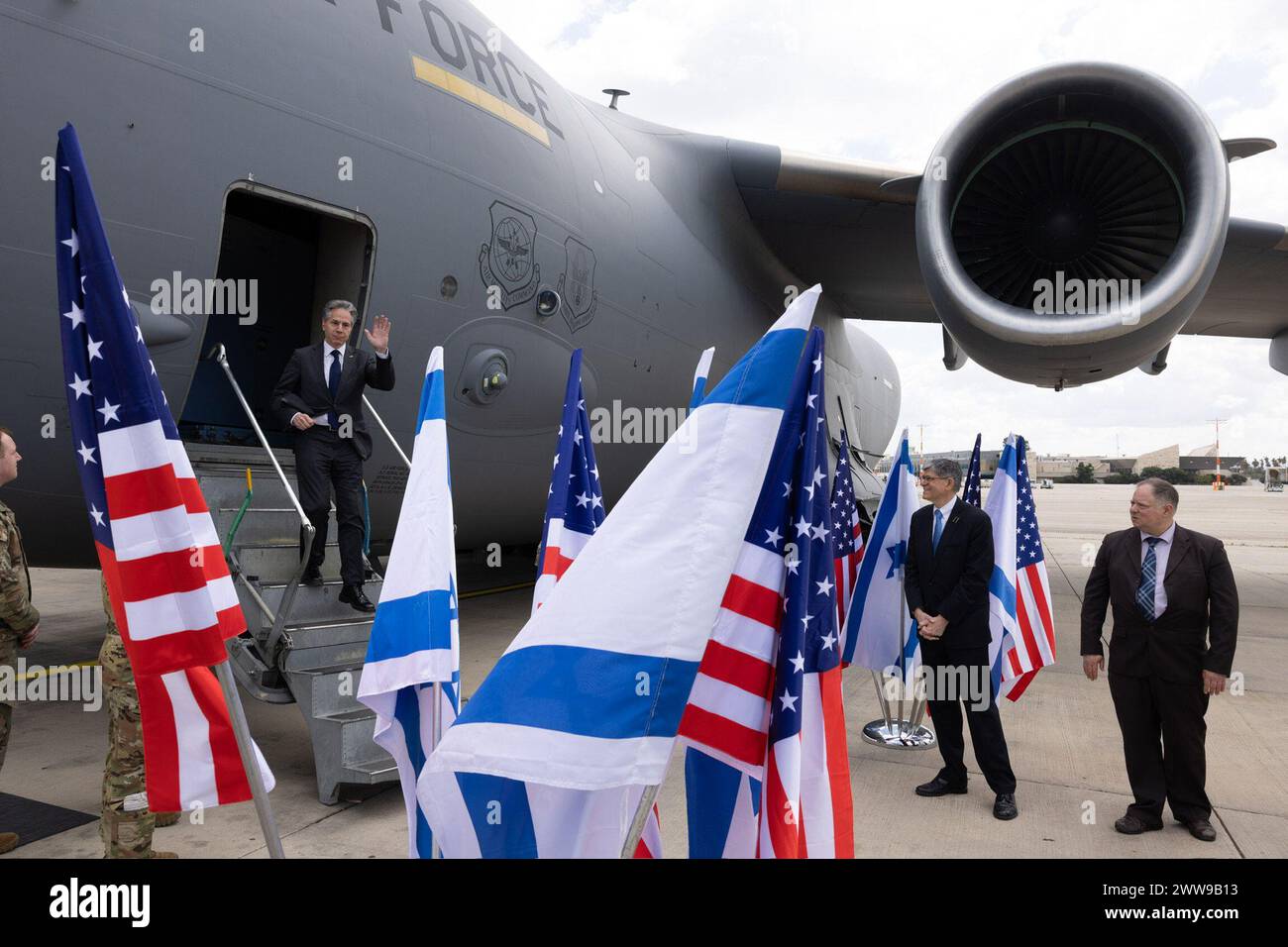 Israel. 22nd Mar, 2024. Secretary Antony J. Blinken is greeted by U.S ...
