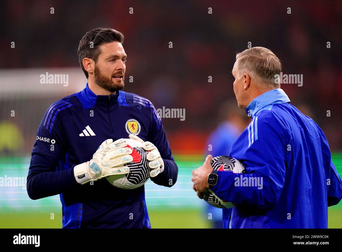 Scotland goalkeeper Craig Gordon (left) during the pre-match warm up ...