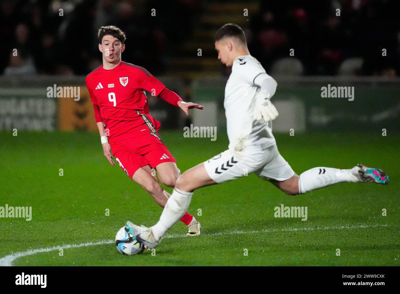 Wales' Lewis Koumas (left) in action during the UEFA Euro U21 ...