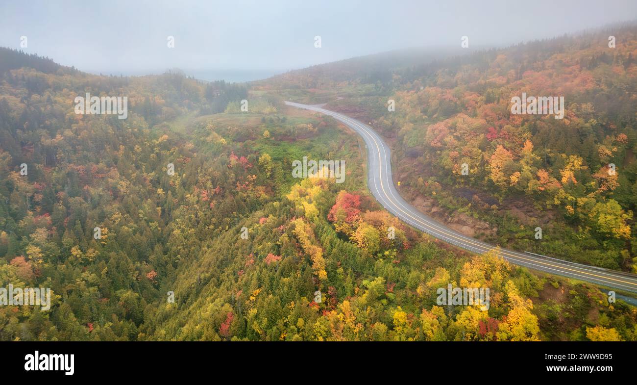 Vibrant landscape on the East Coast of Atlantic Ocean. with road ...
