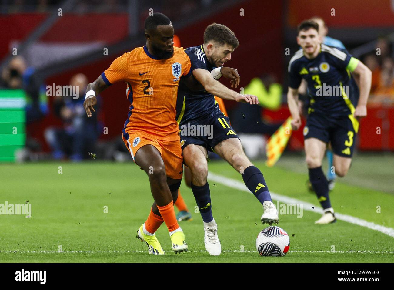 AMSTERDAM - (l-r) Lutsharel Geertruida of Holland, Ryan Christie of ...