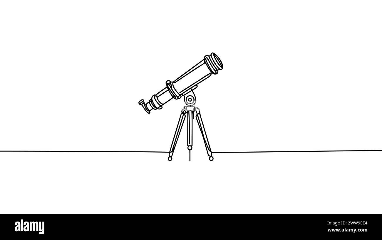 Continuous one line drawing. School Telescope icon. Vector illustration ...