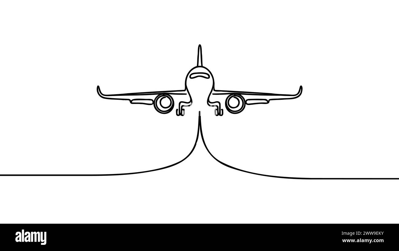 Airplane continuous line sketch on white background Stock Vector Image ...