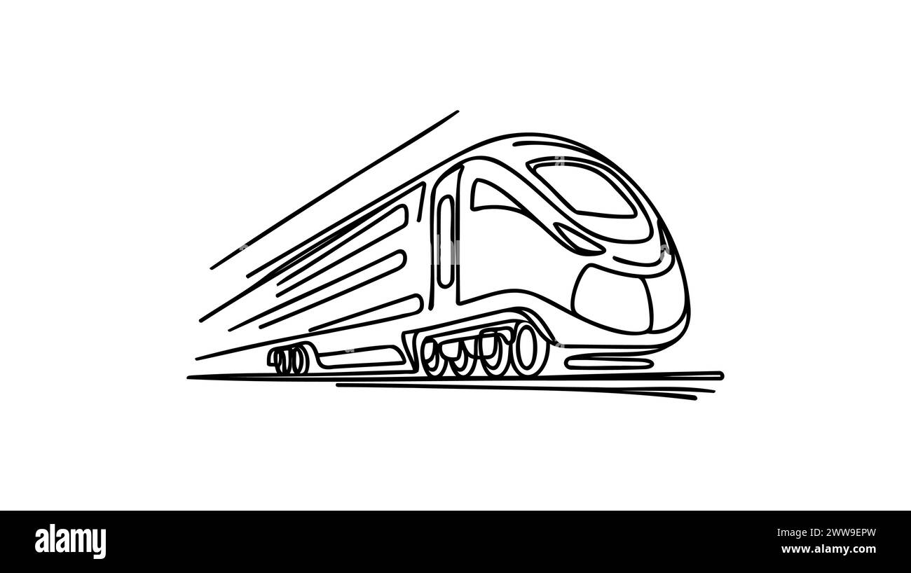 High speed train continuous line vector illustration Stock Vector Image ...