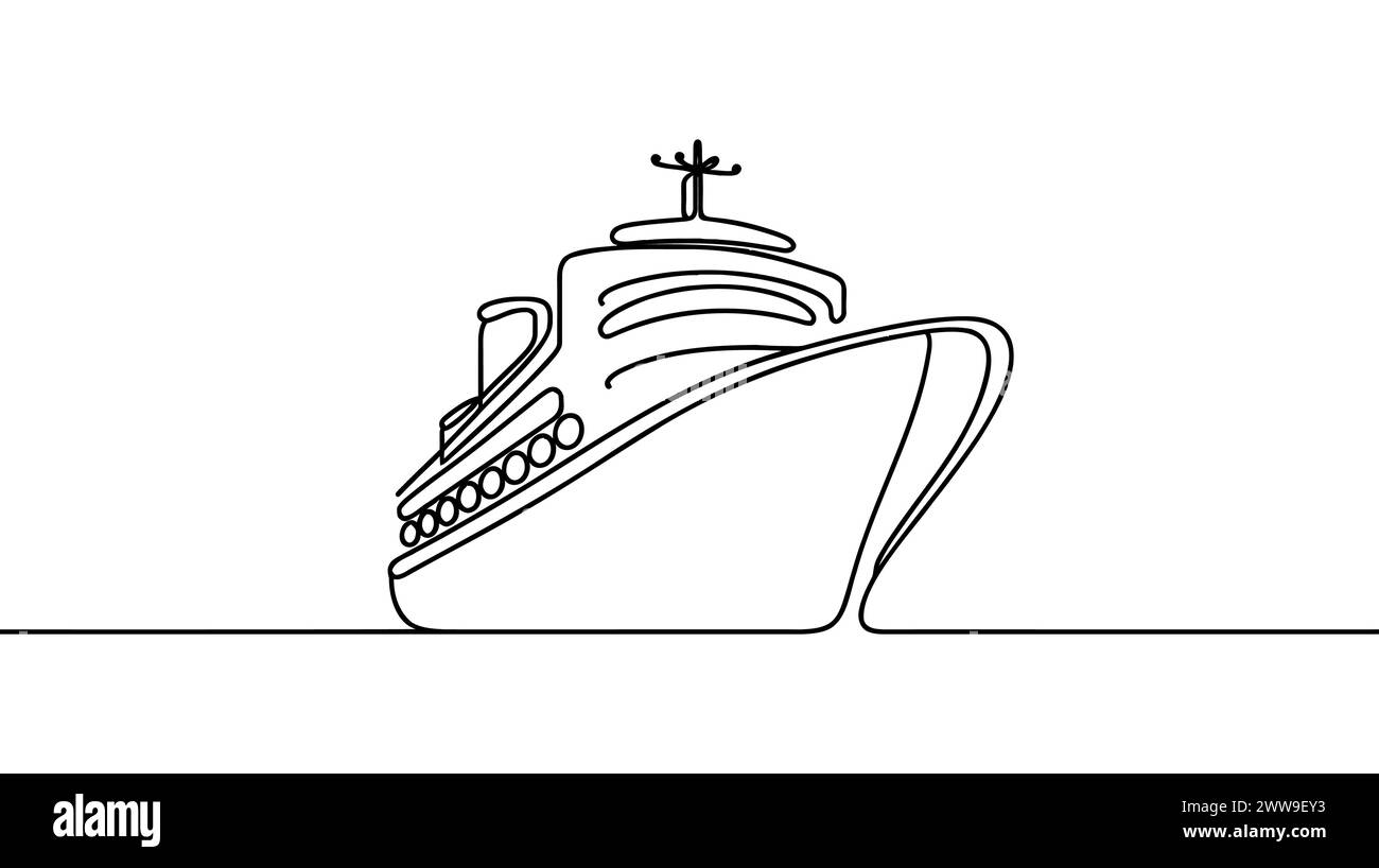 Continuous one line drawing Ocean travel transportation concept. Single ...
