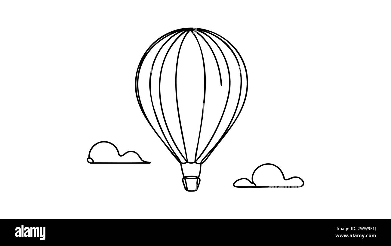 Air balloon shape continuous line drawing. Air balloon minimalist ...
