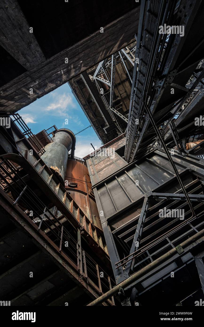 View of a historic blast furnace factory Stock Photo - Alamy