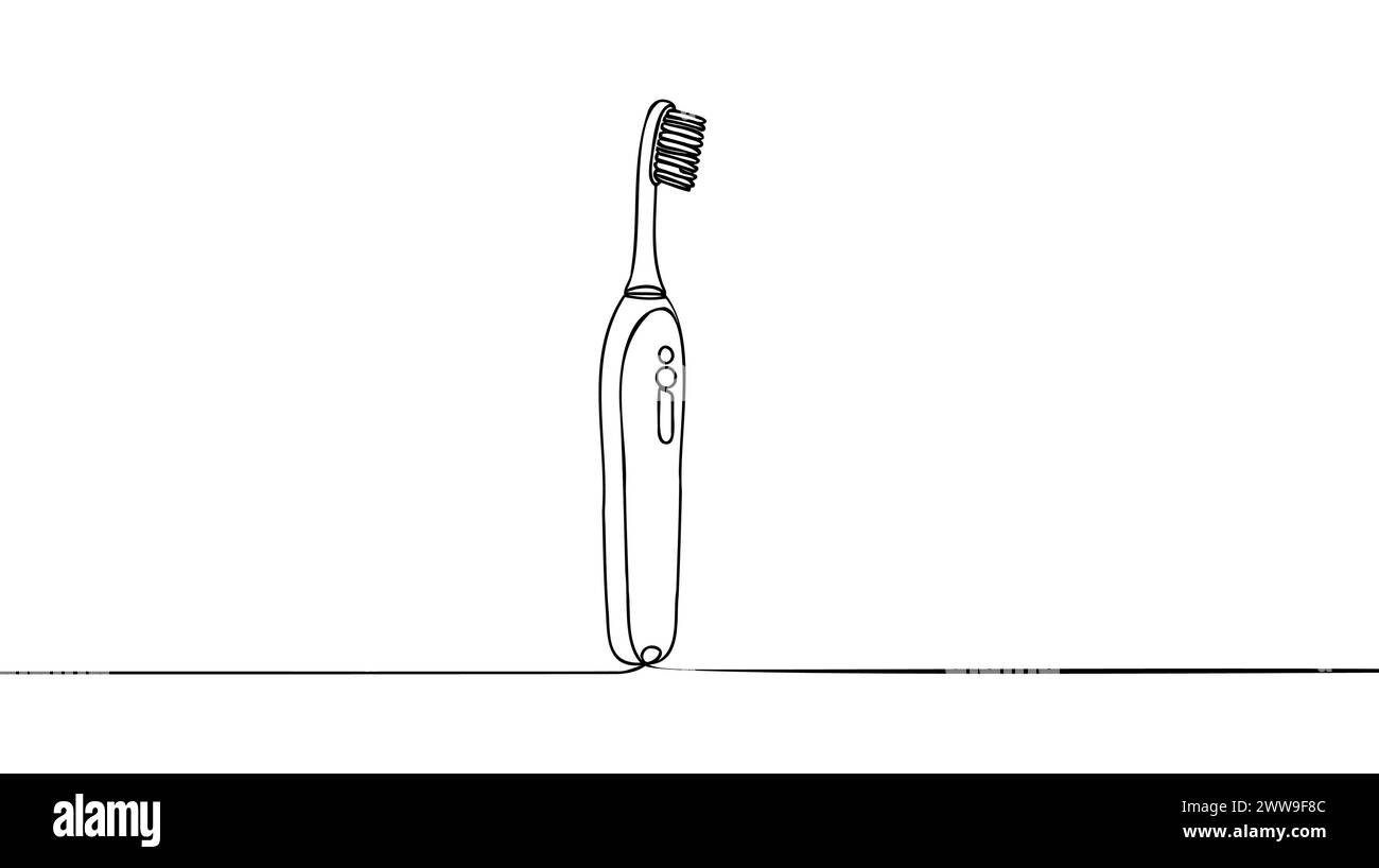 Toothbrush, line vector sign. Hygiene and teeth care symbol, logo ...