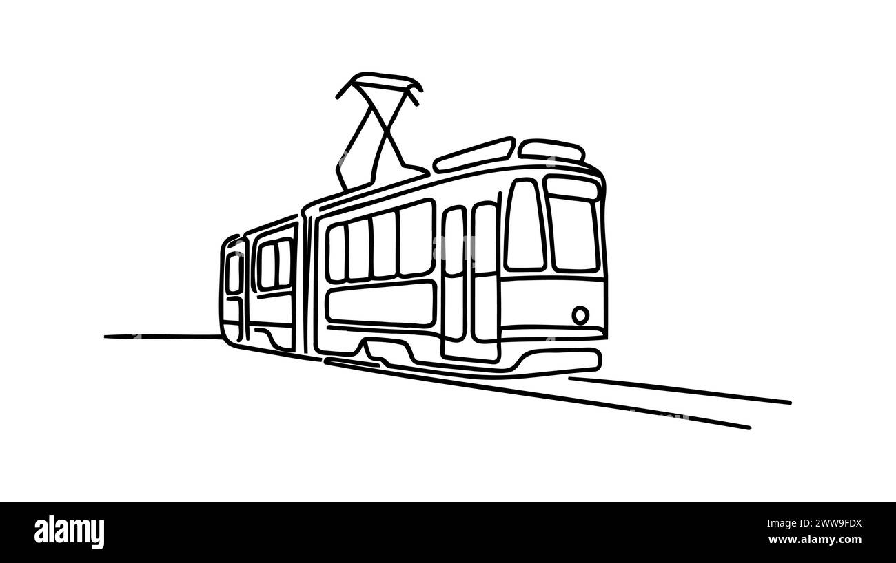A tram one continuous line illustration Stock Vector Image & Art - Alamy