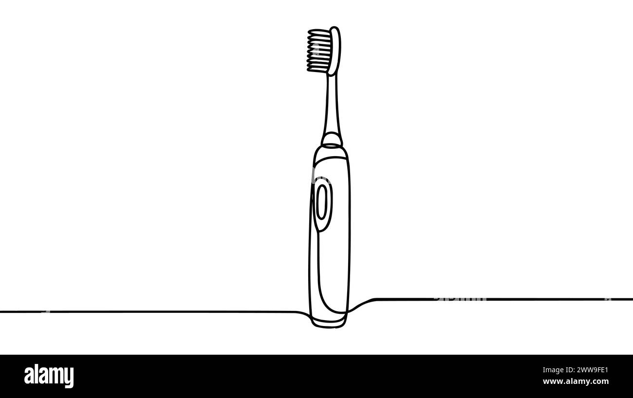 Toothbrush, line vector sign. Hygiene and teeth care symbol, logo ...