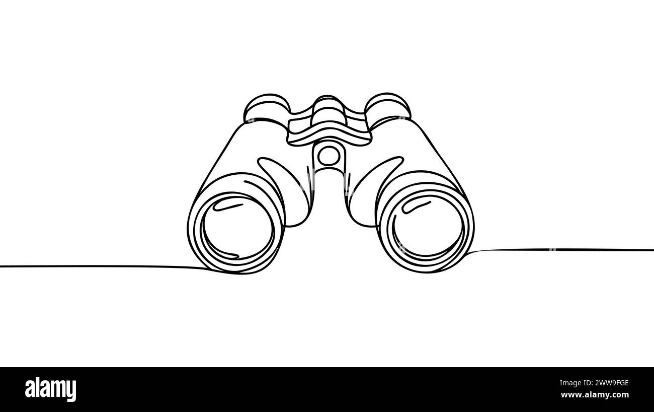 Binocular continuous single line drawing. Vector illustration Stock ...