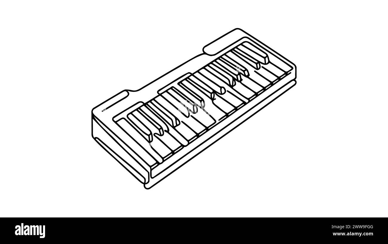 Single continuous line drawing of electric synthesizer. Music ...
