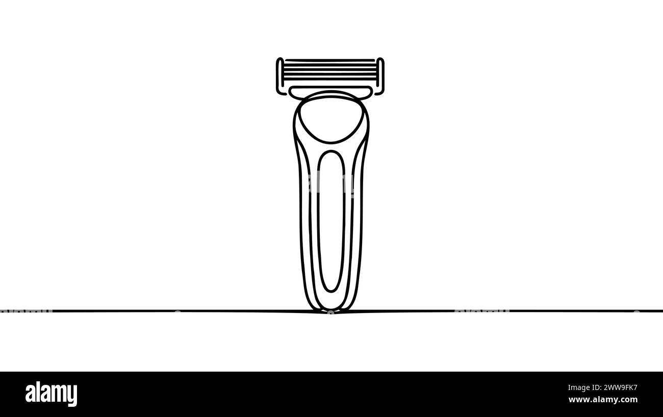 Vector continuous one single line drawing icon of shaving razor in ...