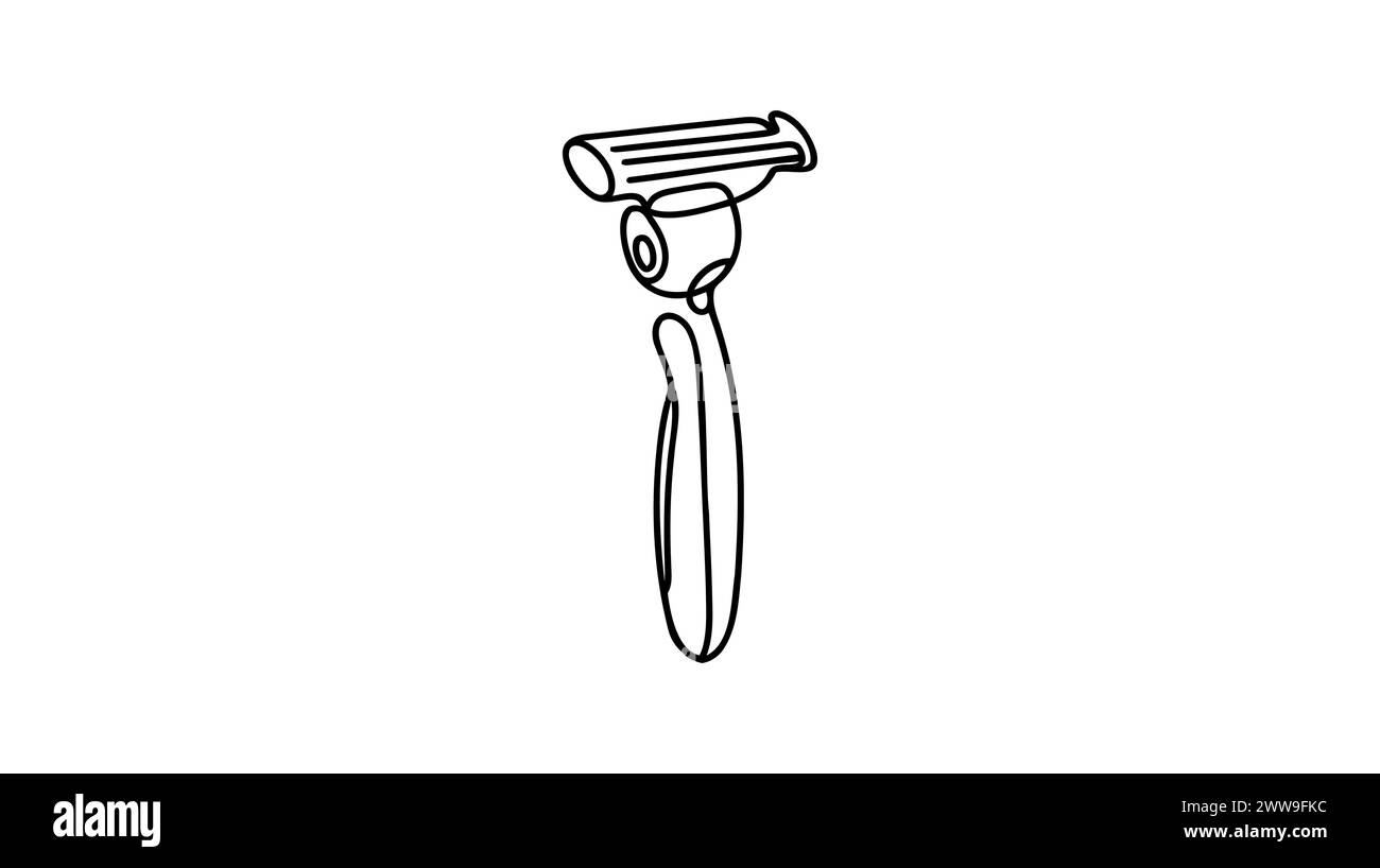 Vector continuous one single line drawing icon of shaving razor in ...