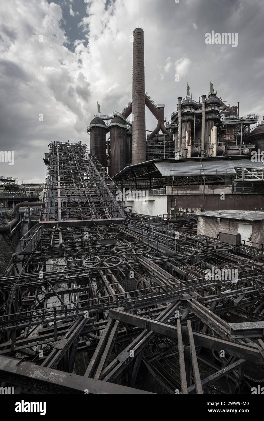 View of a historic blast furnace factory Stock Photo - Alamy