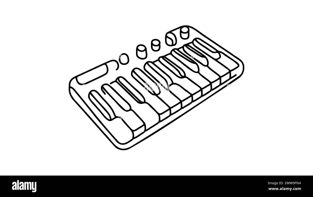 Single continuous line drawing of electric synthesizer. Music ...