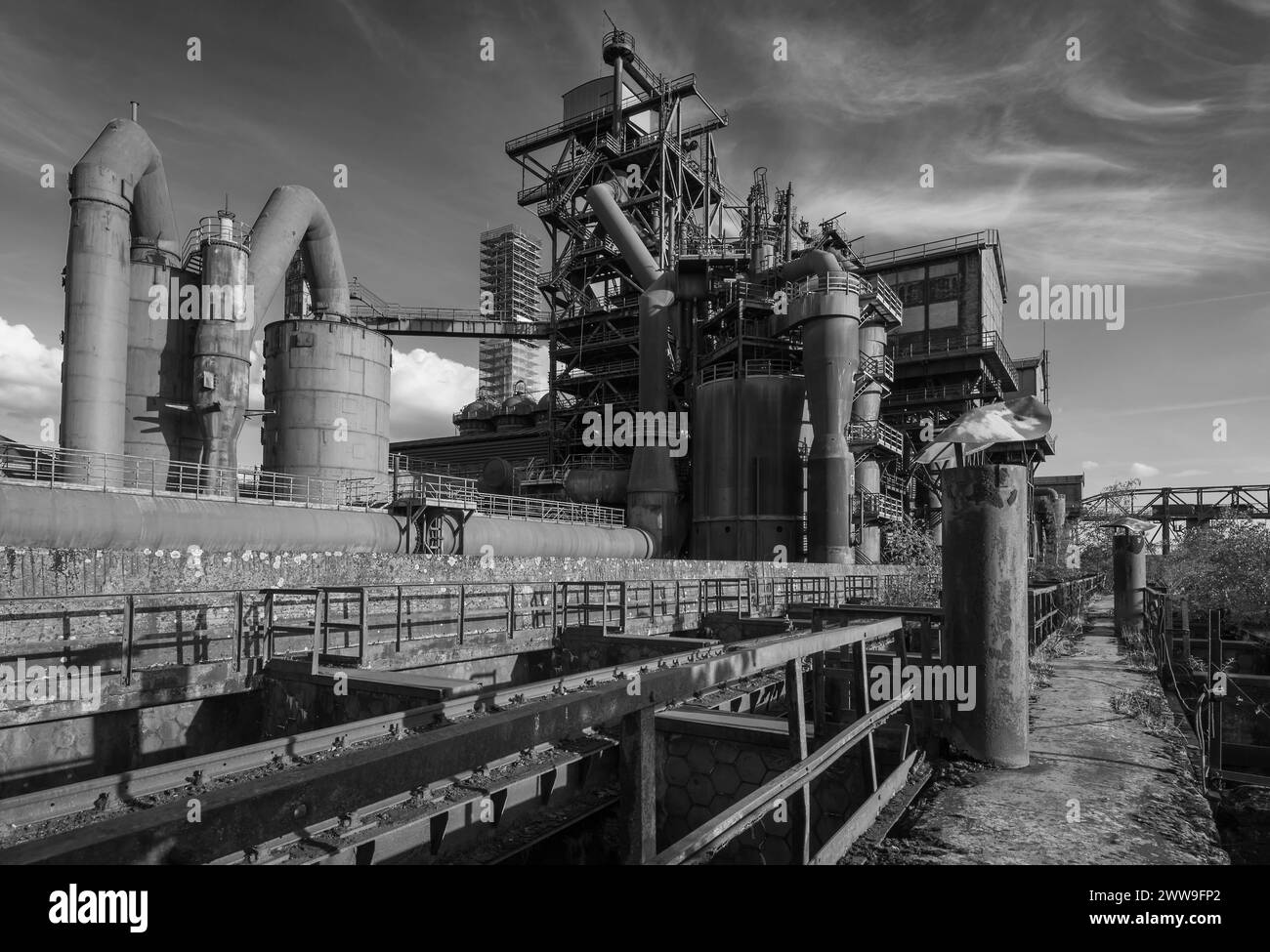 View industrial factory smoking chimney Black and White Stock Photos ...