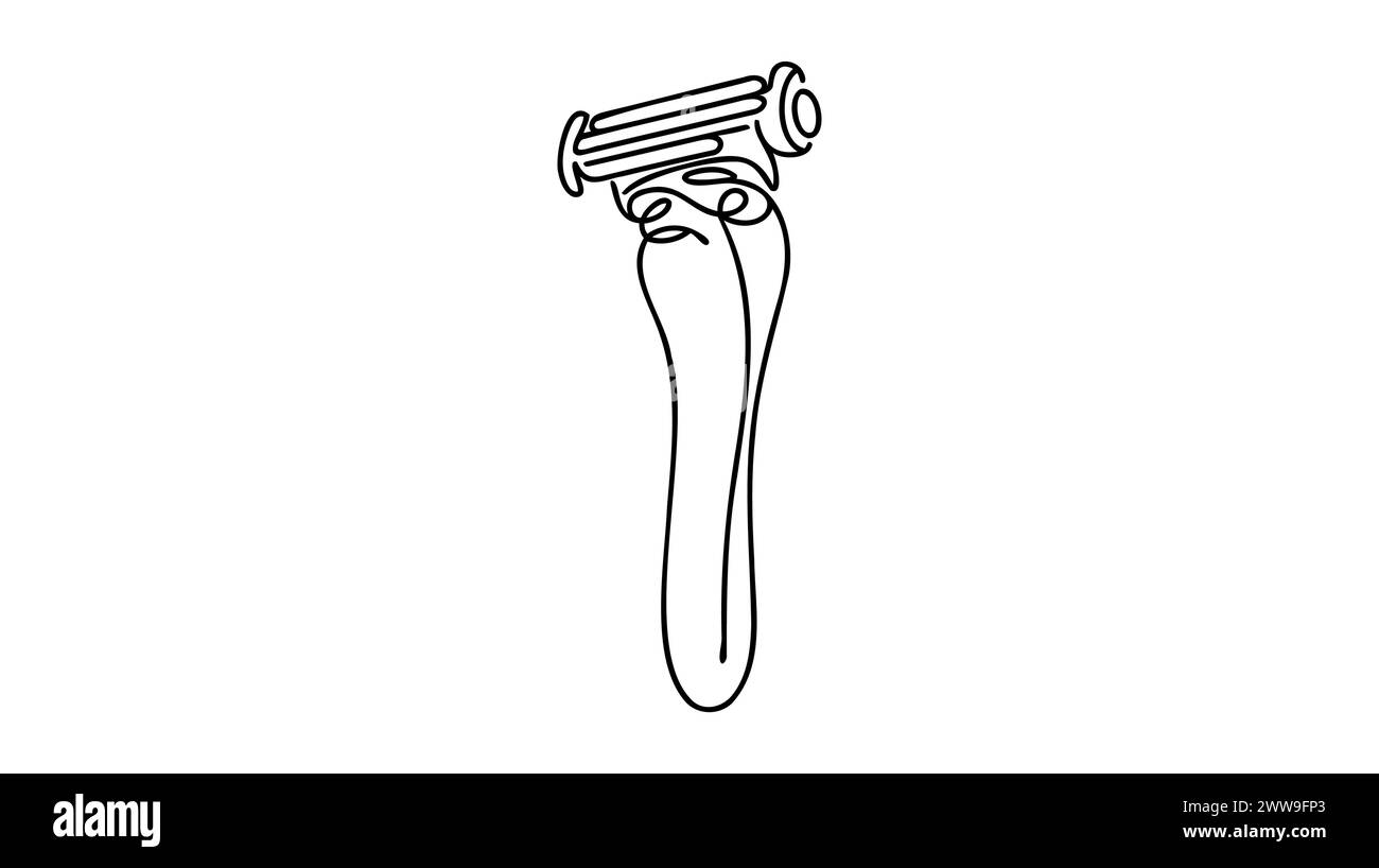 Vector continuous one single line drawing icon of shaving razor in ...