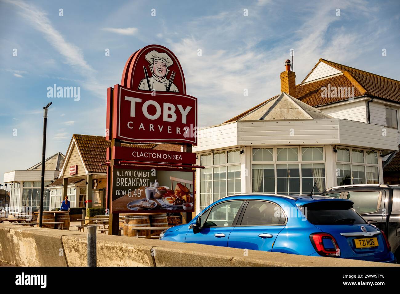 Clacton-on-Sea, Essex, UK – March 20 2024. Advertising sign outside the ...