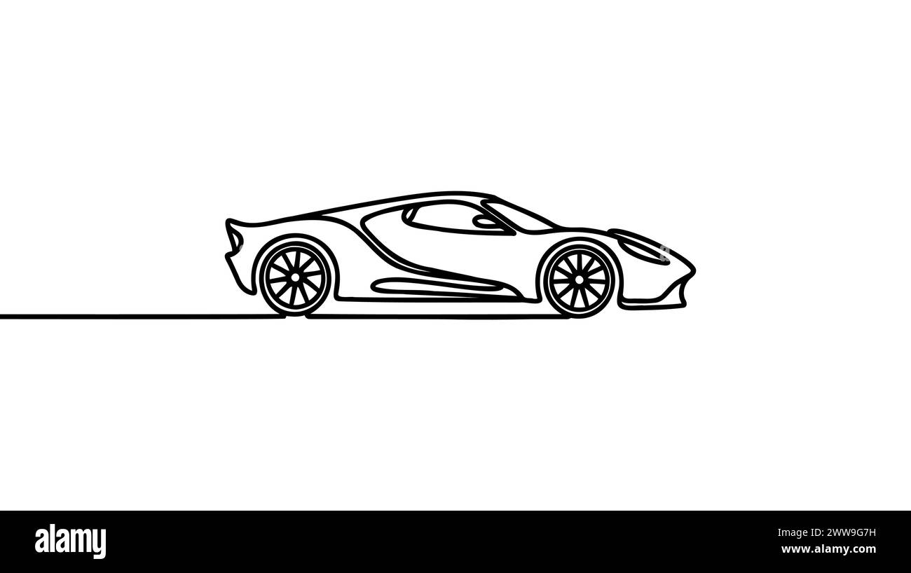 One continuous line drawing of racing and rallying luxury sporty car ...