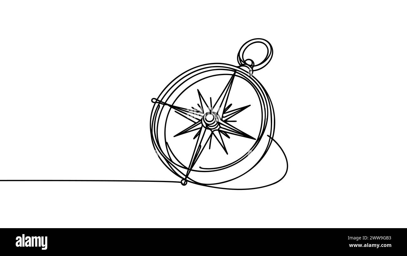 Single one line drawing compass for locating direction. Shipment and ...