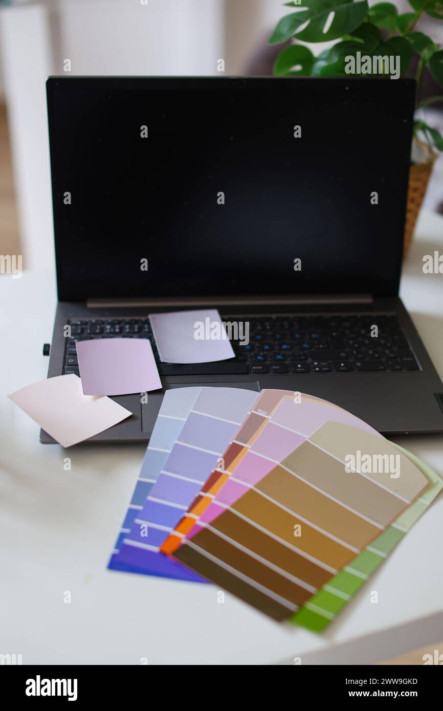 color palette on the table of interior designer Stock Photo - Alamy