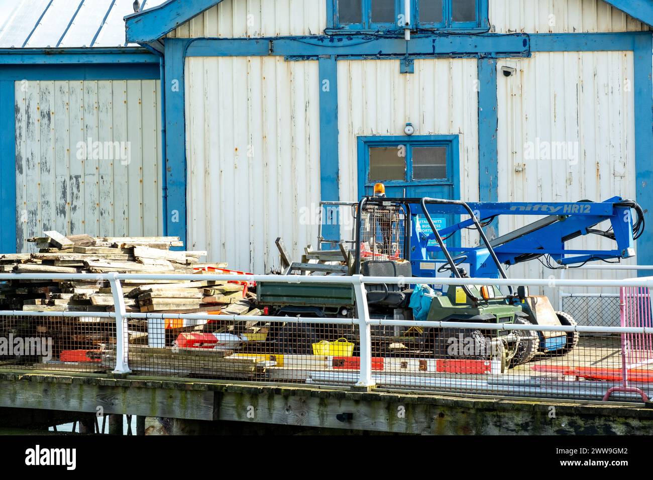 Clacton-on-Sea, Essex, UK – March 20 2024. The old and unused wooden ...