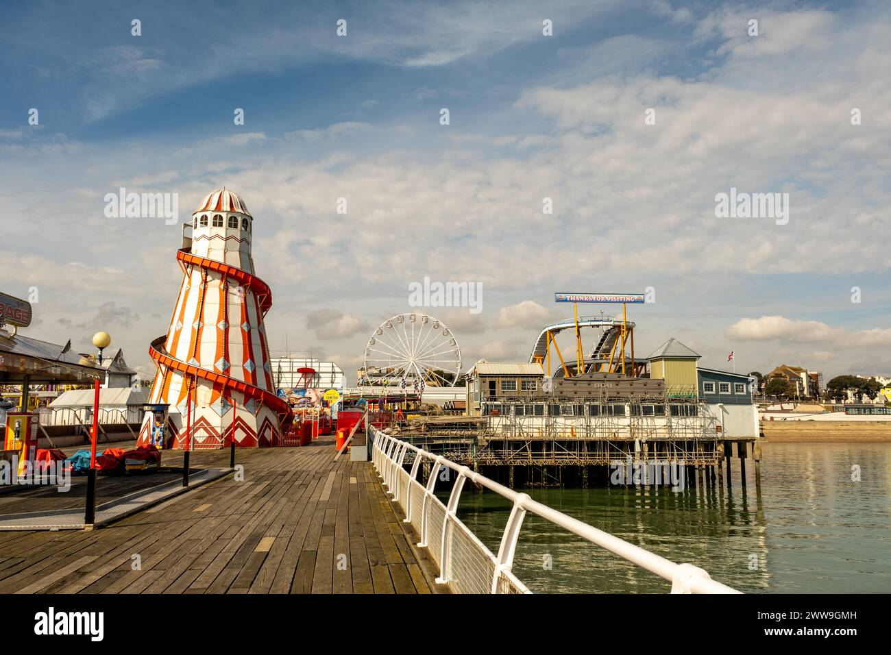 Clacton-on-Sea, Essex, UK – March 20 2024. Funfair rides and games on ...