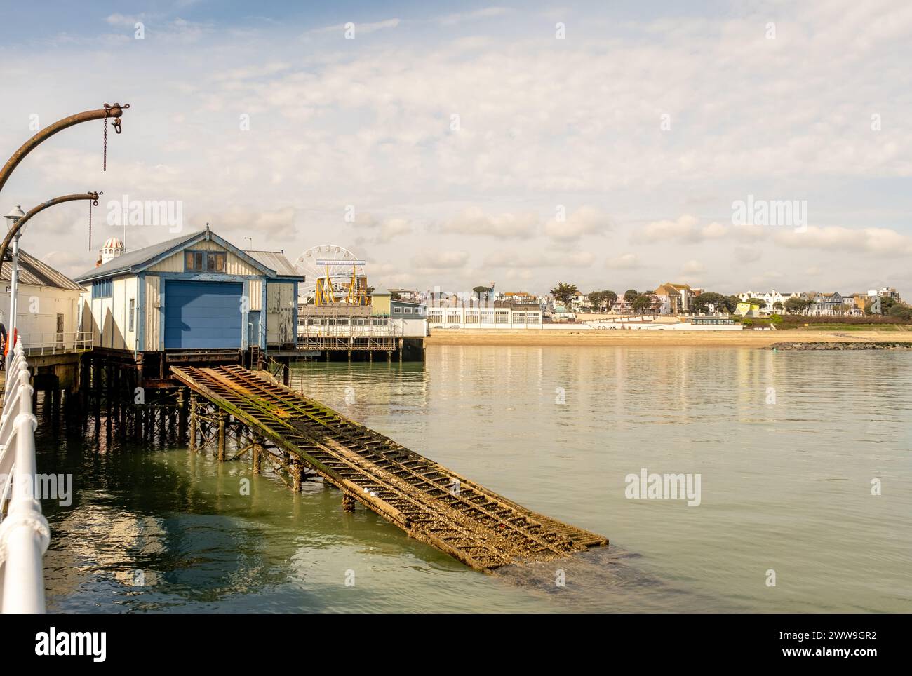 Clacton-on-Sea, Essex, UK – March 20 2024. The old and disused wooden ...