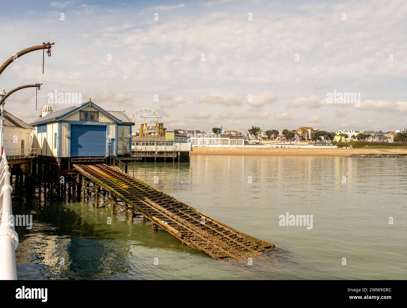 Clacton-on-Sea, Essex, UK – March 20 2024. The old and disused wooden ...