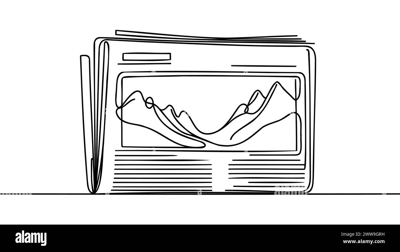 Continuous one line of newspaper on white background Stock Vector Image ...