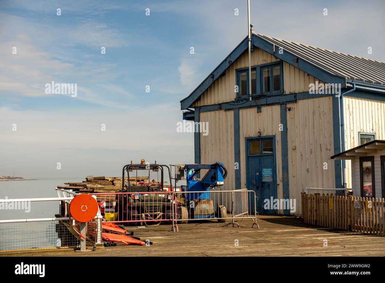 Clacton-on-Sea, Essex, UK – March 20 2024. The old and unused wooden ...