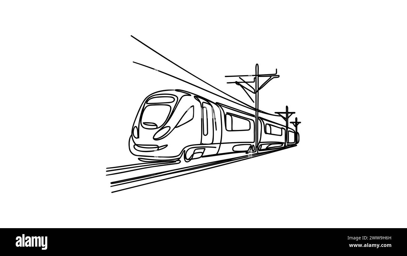High speed train continuous line vector illustration Stock Vector Image ...