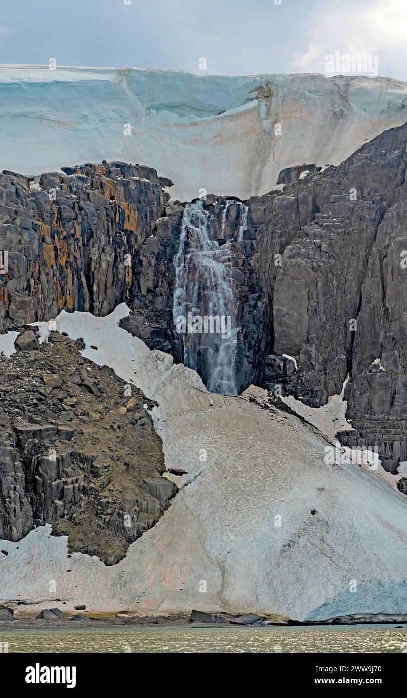 Massive Waterfall From a Melting Coastal Glacier at Stock Photo - Alamy
